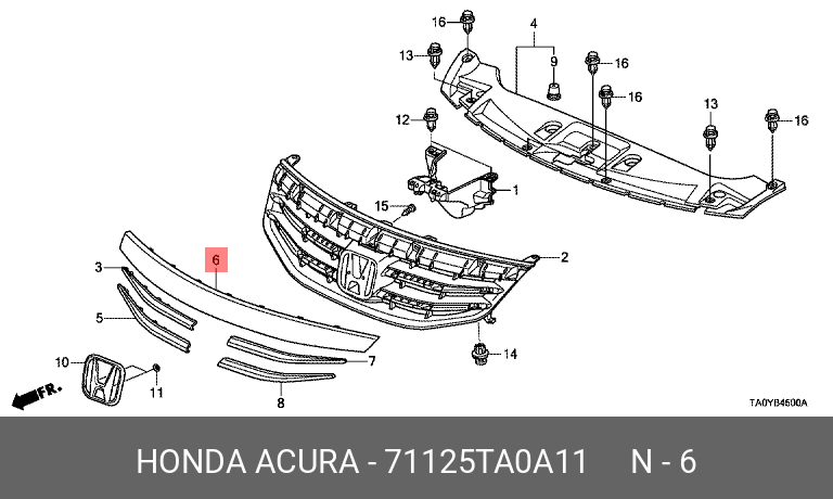 Honda GRILLE MOULDING UPPER - 71125TA0A11 | Spare Parts Shop - Allparts.ae