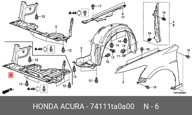 Honda ENGINE SHEILD 4CY CN - 74111TA0A00 | Spare Parts Shop - Allparts.ae