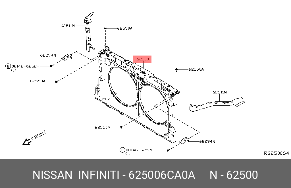 Nissan ALTIMA 19-20 RADIATOR SUPPORT CN - 62500-6CA0A | Spare Parts ...