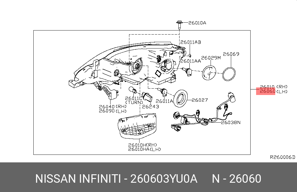 Nissan SENTRA 16-19 HEAD LAMP LH USA [2] - 26060-3YU0A | Spare Parts ...