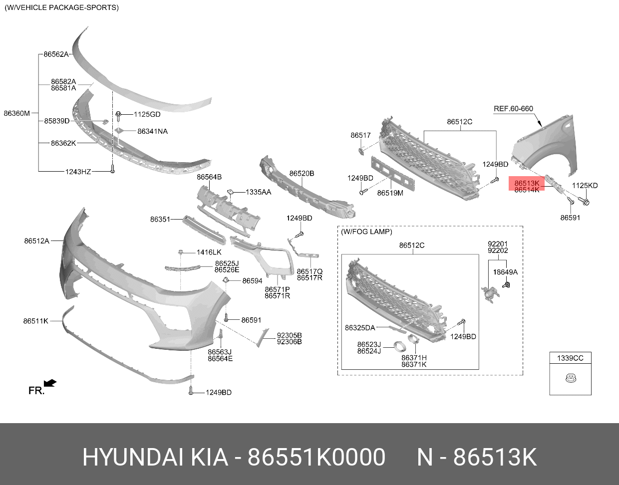 86551K0000 HYUNDAI KIA Bumper bracket