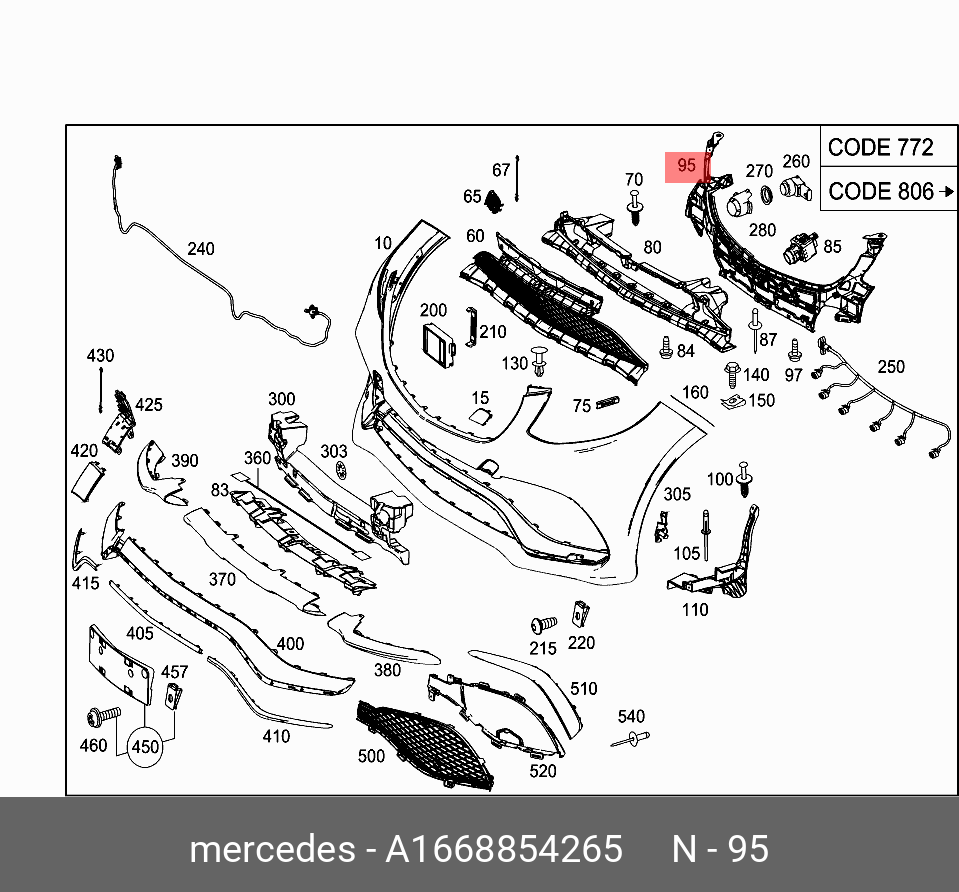 A 166 885 42 65 MERCEDES BENZ Bumper bracket