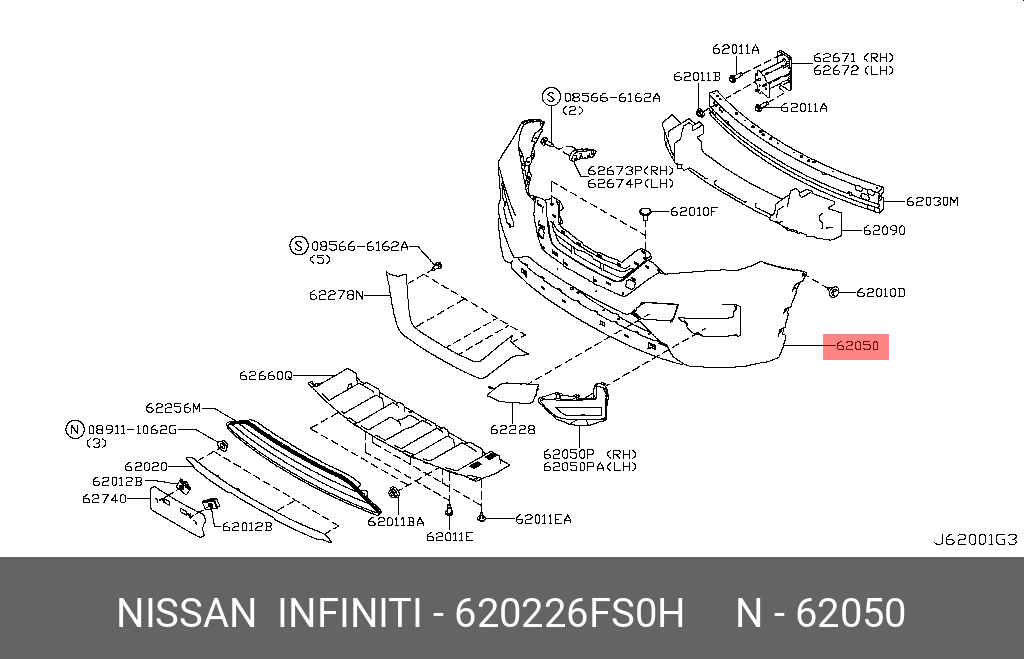 Nissan X-TRAIL 18-20 BUMPER FRONT [3] - 62022-6FS0H | Spare Parts Shop ...