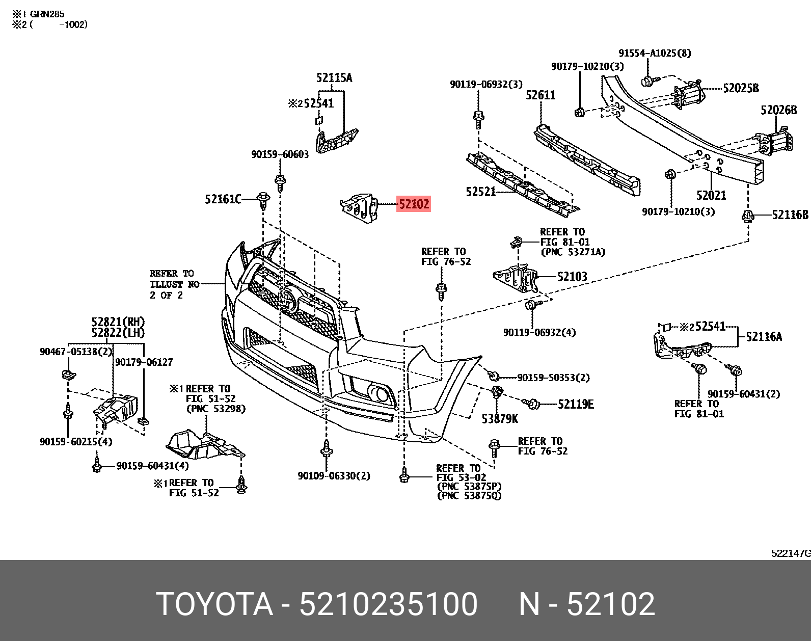 Toyota 4 RUNNER 14-16 BUMP BRACKET FRONT STEEL RH - 52102-35100 | Spare ...