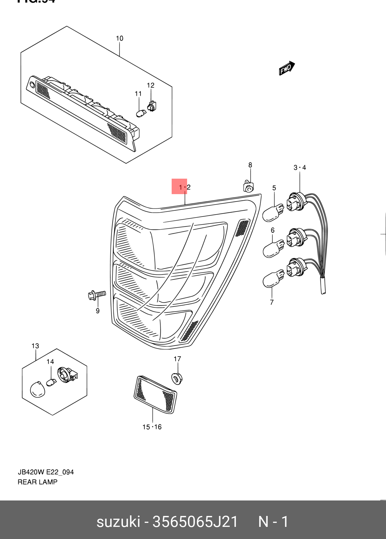 Suzuki G VITARA 06-20 TAIL LAMP RH 4D - 35650-65J21 | Spare Parts Shop ...