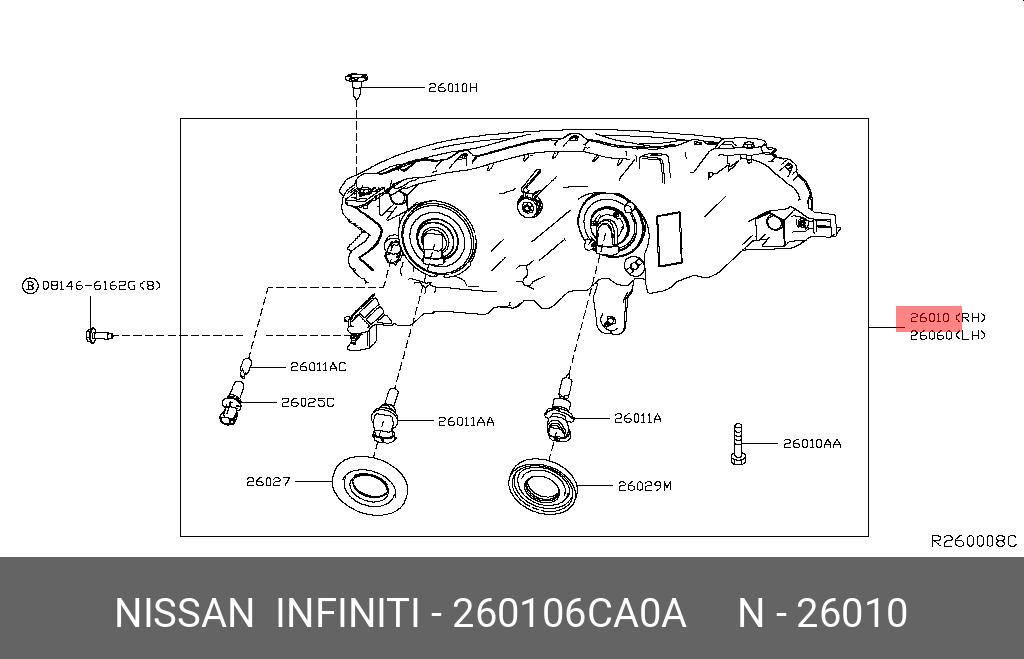 Nissan ALTIMA 19-20 HEAD LAMP RH - 26010-6CA0A | Spare Parts Shop ...