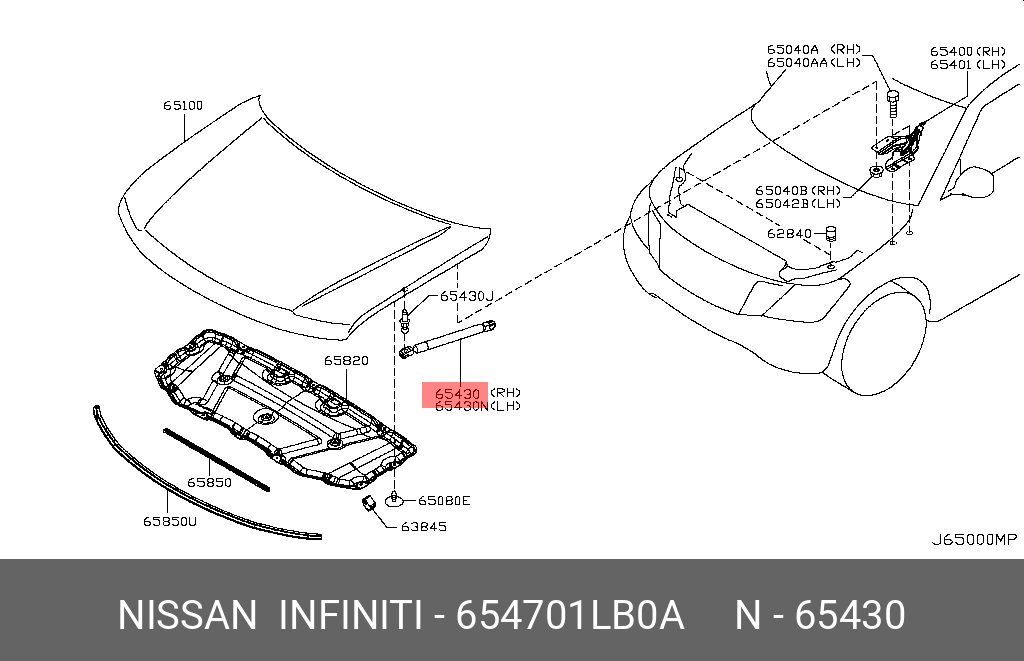 65470-1LB0A NISSAN Hood lift support
