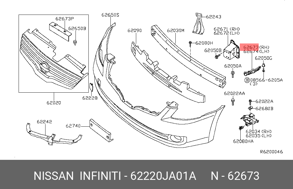 Nissan ALTIMA 08-12 BUMPER BRACKET FRONT RH - 62220-JA01A | Spare Parts ...