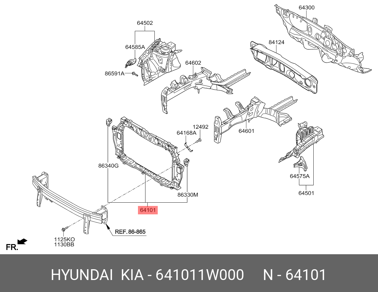 KIA RIO 12-17 RADIATOR SUPPORT STEEL RUSSIA TYPE CN - 64101-1W000 ...