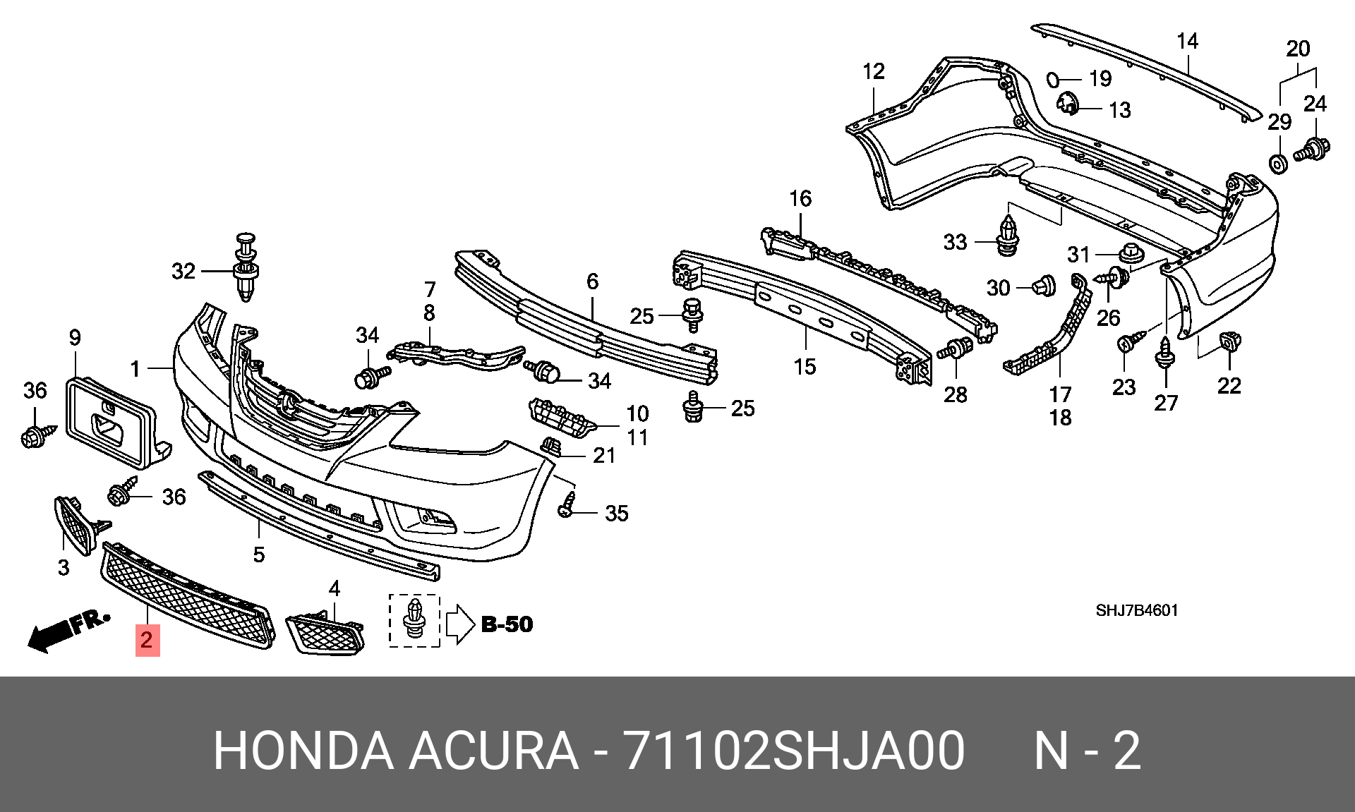 Honda ODYSSEY 08-10 BUMPER GRILLE - 71102-SHJ-A00 | Spare Parts Shop ...
