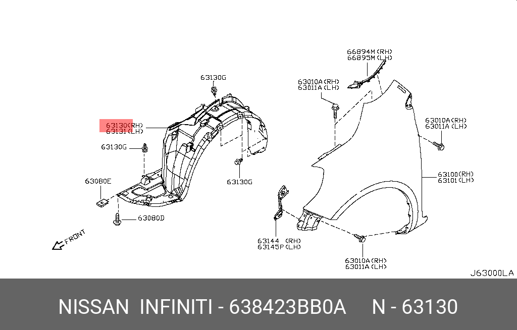 Nissan SUNNY 12-19 INNER FENDER CN LH [2] - 63842-3BB0A | Spare Parts ...