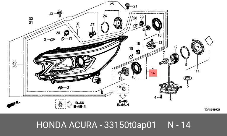 Honda CRV 12-14 HEADLAMP LH (W/MOTOR TYPE) ME [2] - 33150-T0A-P01 ...