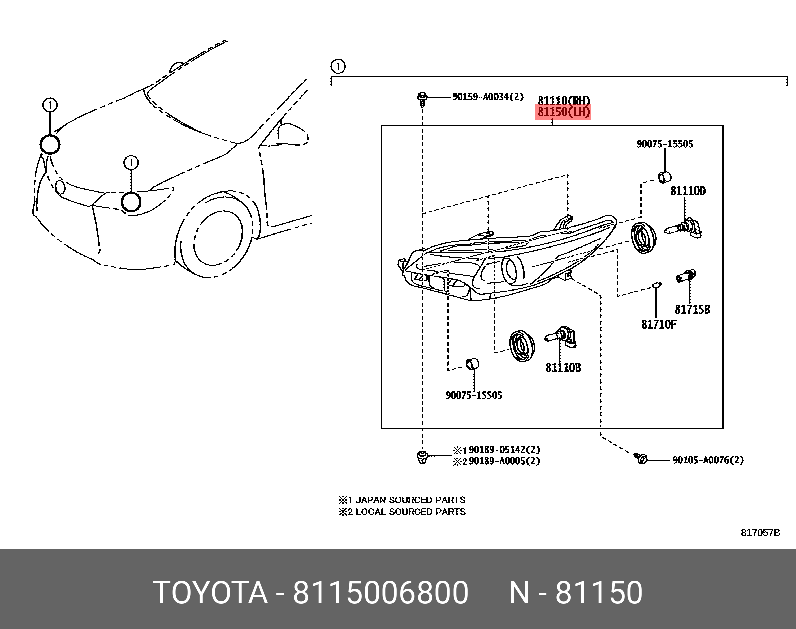 Toyota CAMRY 12-14 HEAD LAMP USA BLACK TYC LH [2] - 81150-06800 | Spare ...