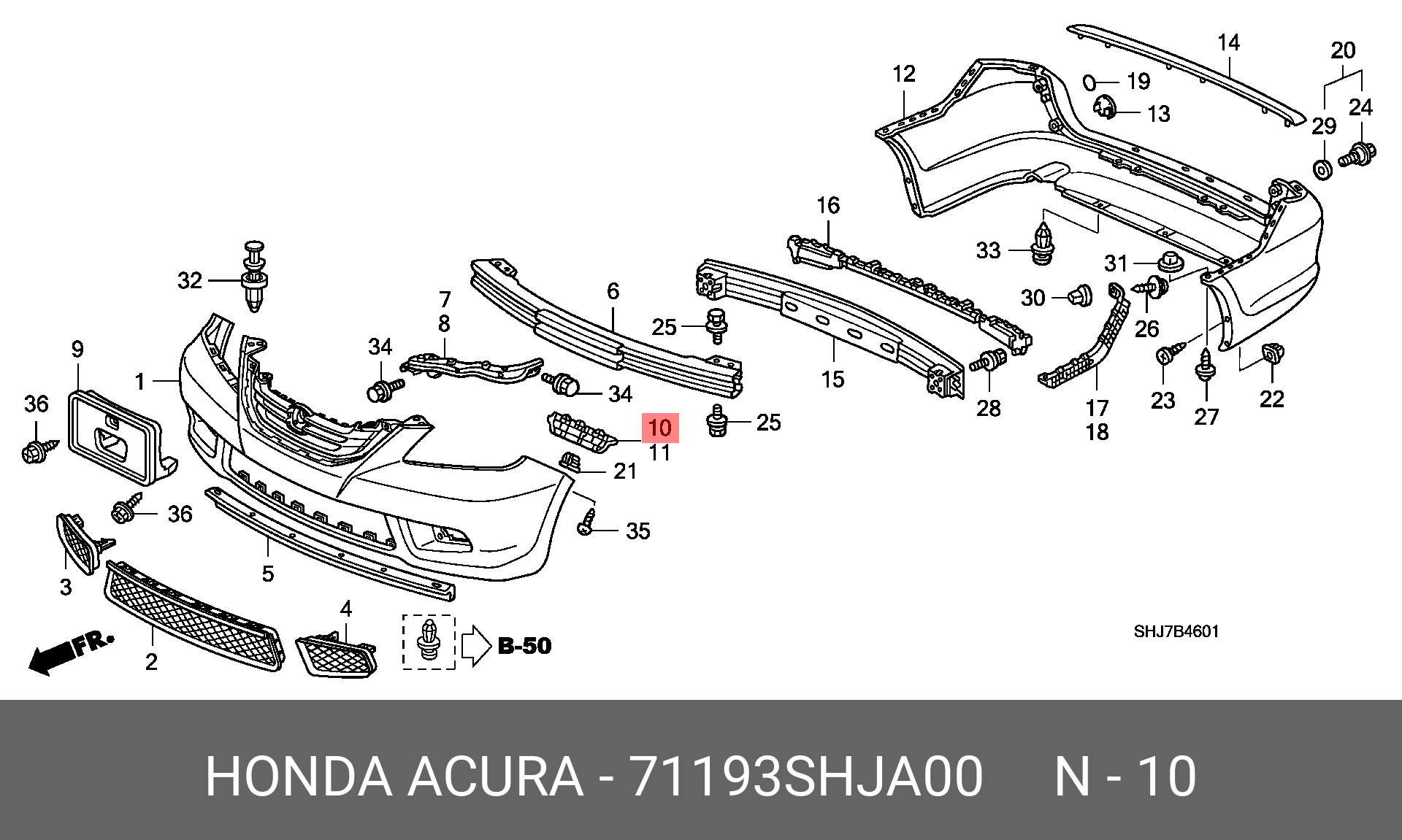 Honda ODYSSEY 05-10 BUMPER BRACKET FRONT RH - 71193-SHJ-A00 | Spare ...