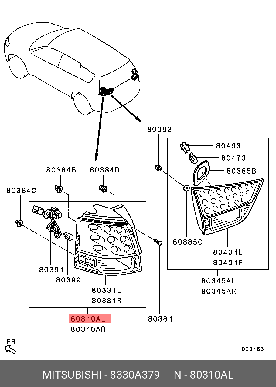 Mitsubishi OUTLANDER 08-12 TAIL LAMP LH LED - 8330A379 | Spare Parts ...