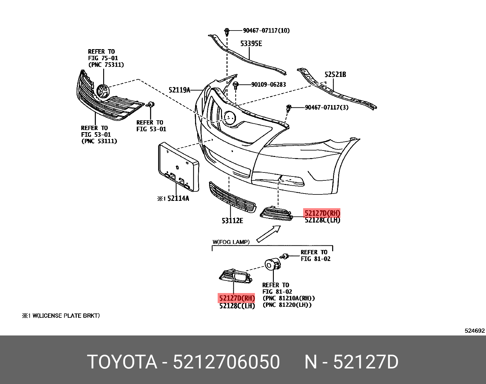 Toyota CAMRY 07-09 FOGLAMP COVER RH/WO-HOLE - 52127-06050 | Spare Parts ...
