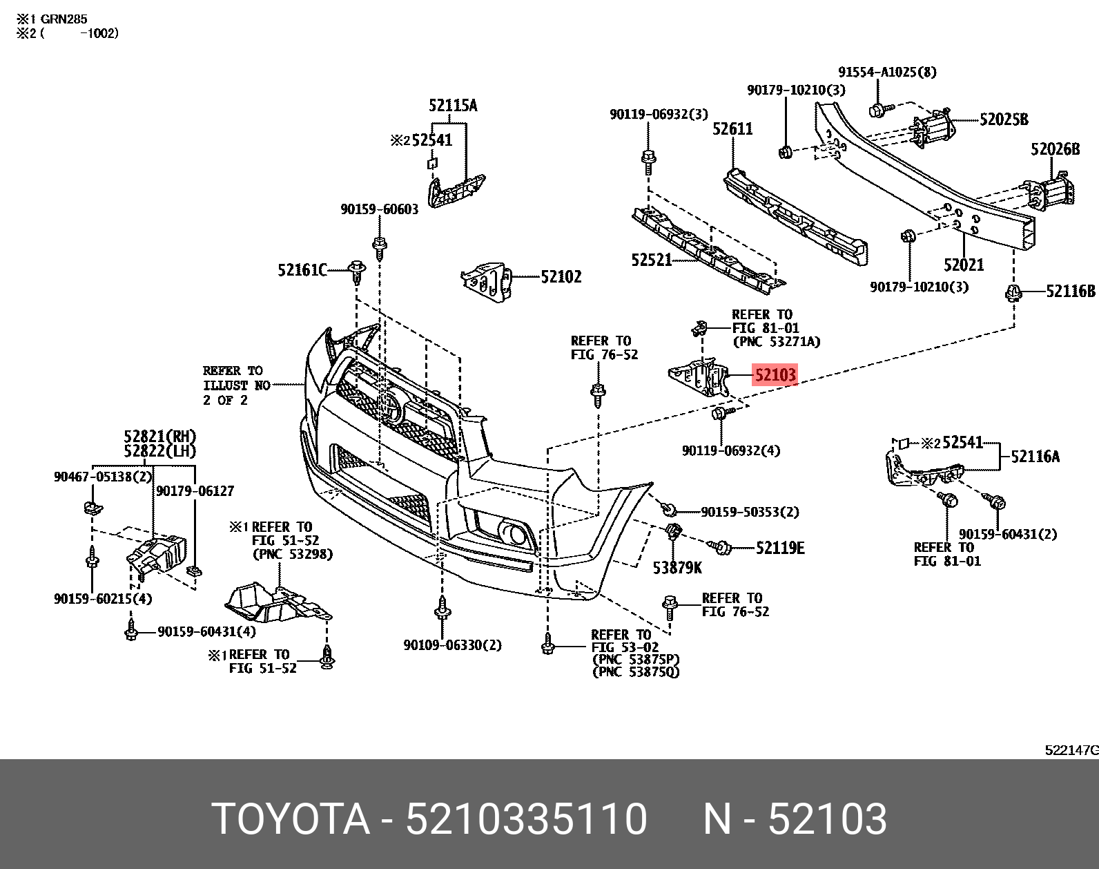 Toyota 4 RUNNER 14-16 BUMP BRACKET FRONT STEEL LH - 52103-35110 | Spare ...
