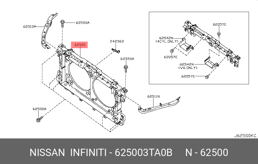 Nissan ALTIMA 16-18 RADIATOR SUPPORT - 62500-3TA0B | Spare Parts Shop ...