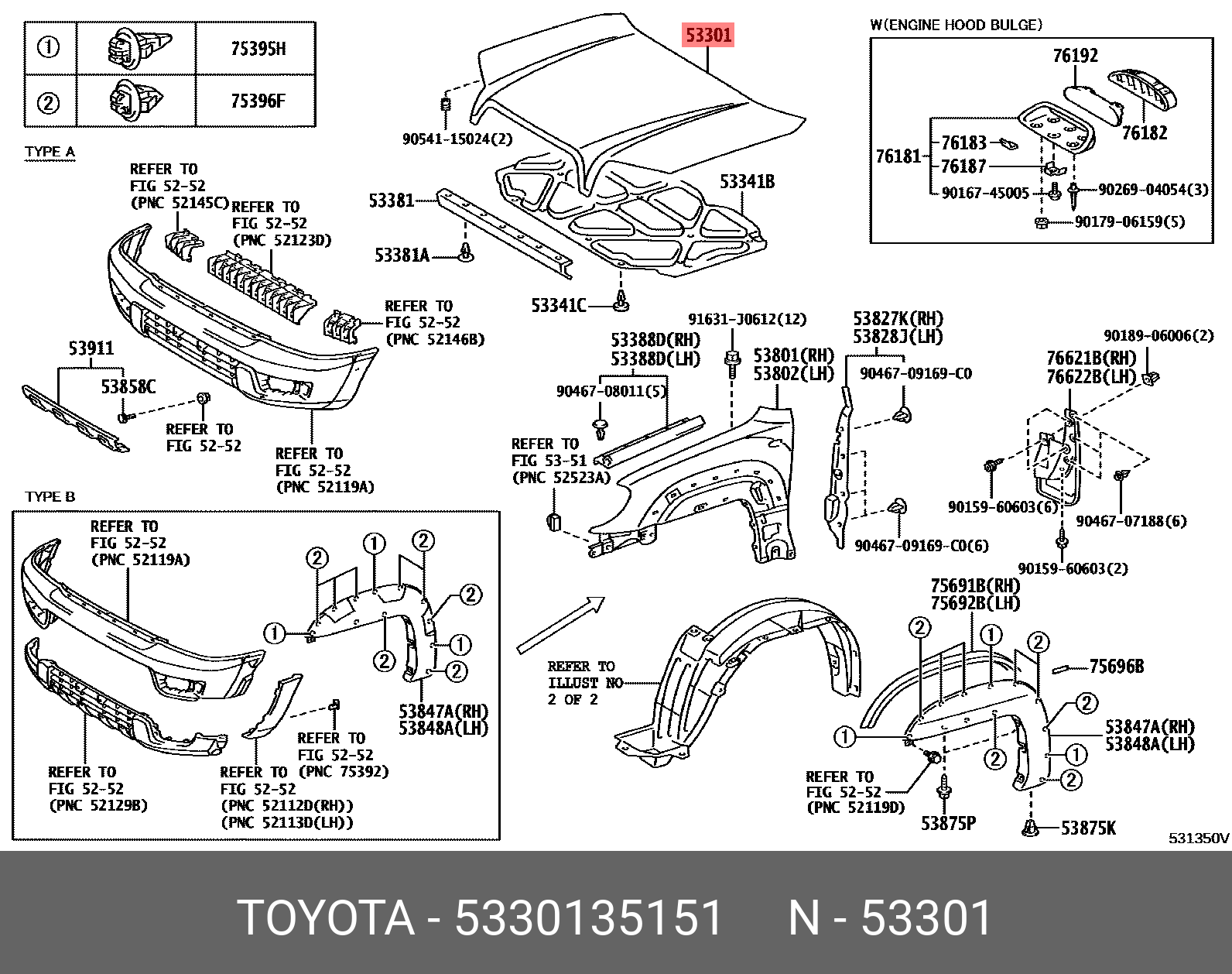 Toyota 4 RUNNER 03-09 HOOD WITH AIR SCOOP - 53301-35151 | Spare Parts ...