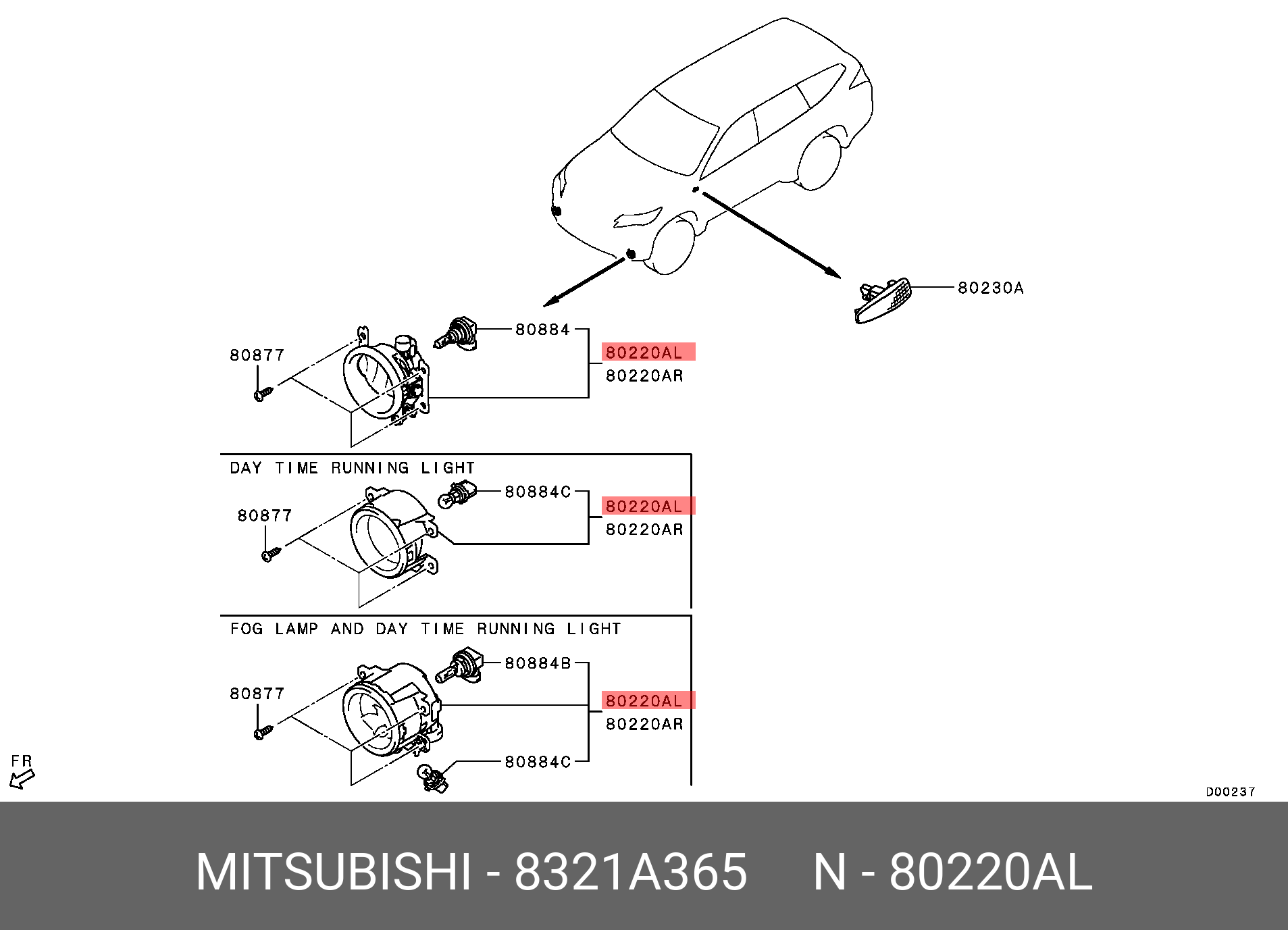 Mitsubishi MONTERO SPORT 16-19 FOG LAMP SET - 8321A365 | Spare Parts ...