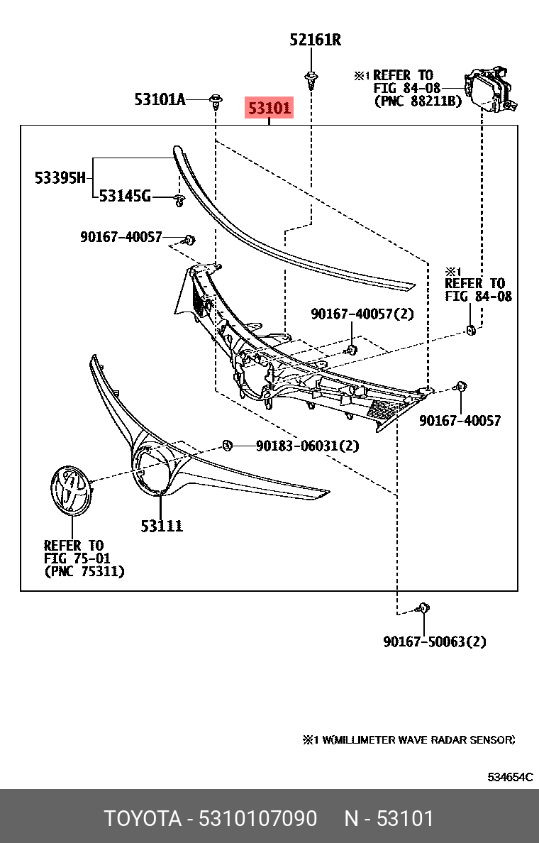 Toyota AVALON 16-18 GRILLE [2] - 53101-07090 | Spare Parts Shop ...
