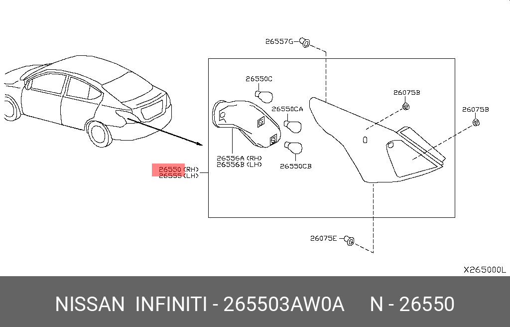 Nissan SUNNY 12-19 TAIL LAMP RH CN [3] - 26550-3AW0A | Spare Parts Shop ...