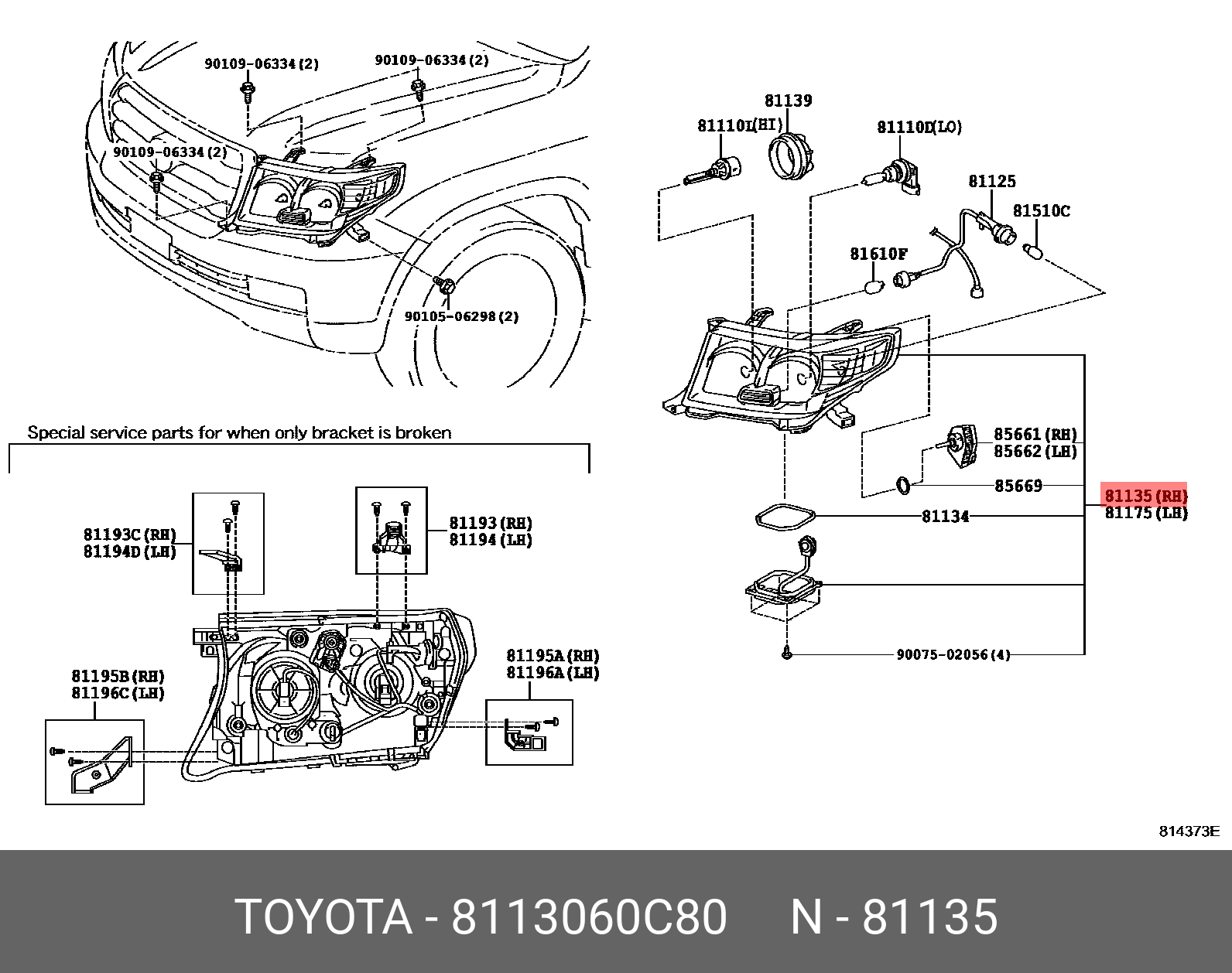Toyota LANDCRUISER 08-11 HEAD LAMP RH - 81130-60C80 | Spare Parts Shop ...