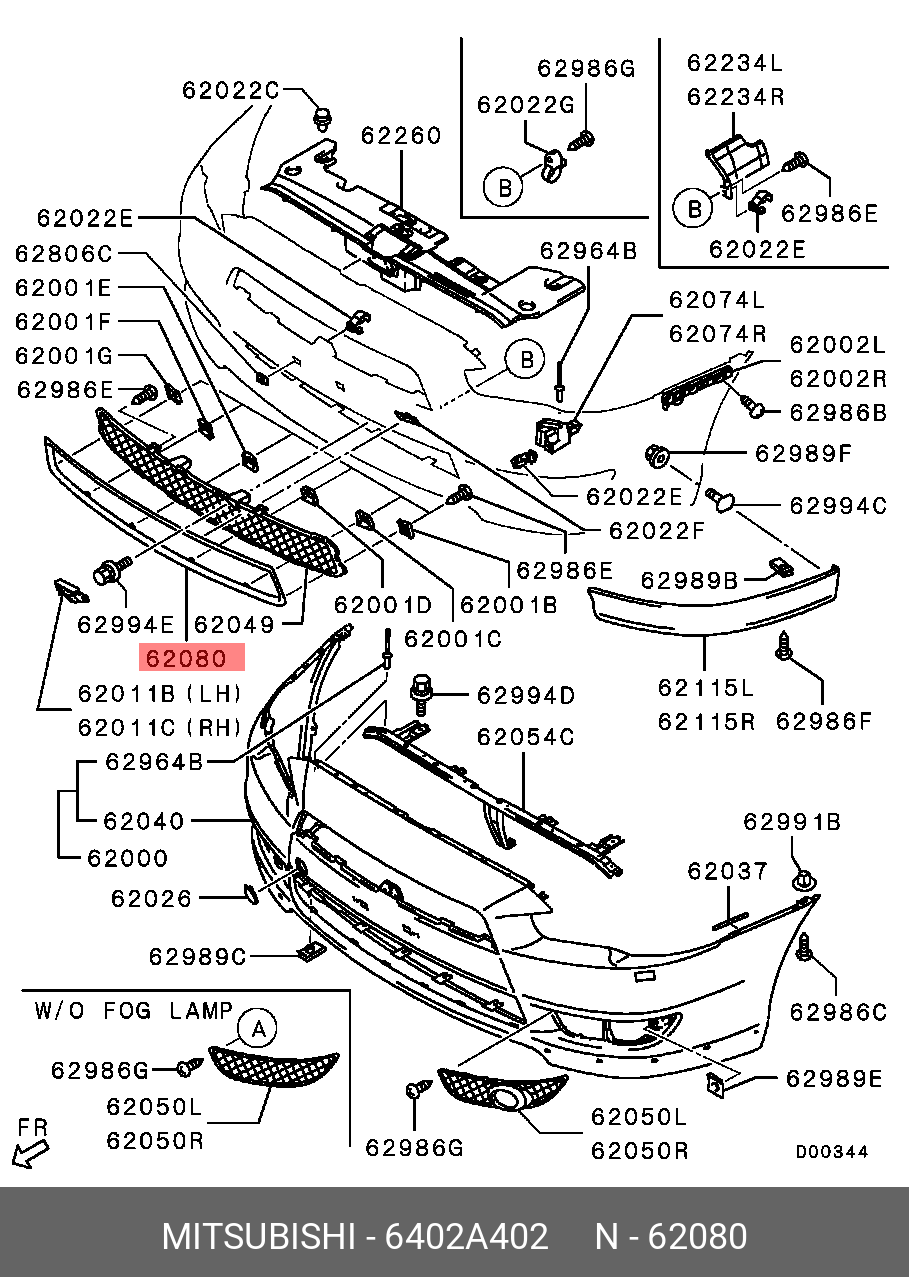 Mitsubishi LANCER EX 17-20 BUMPER MOULDING FRONT - 6402A402 | Spare ...