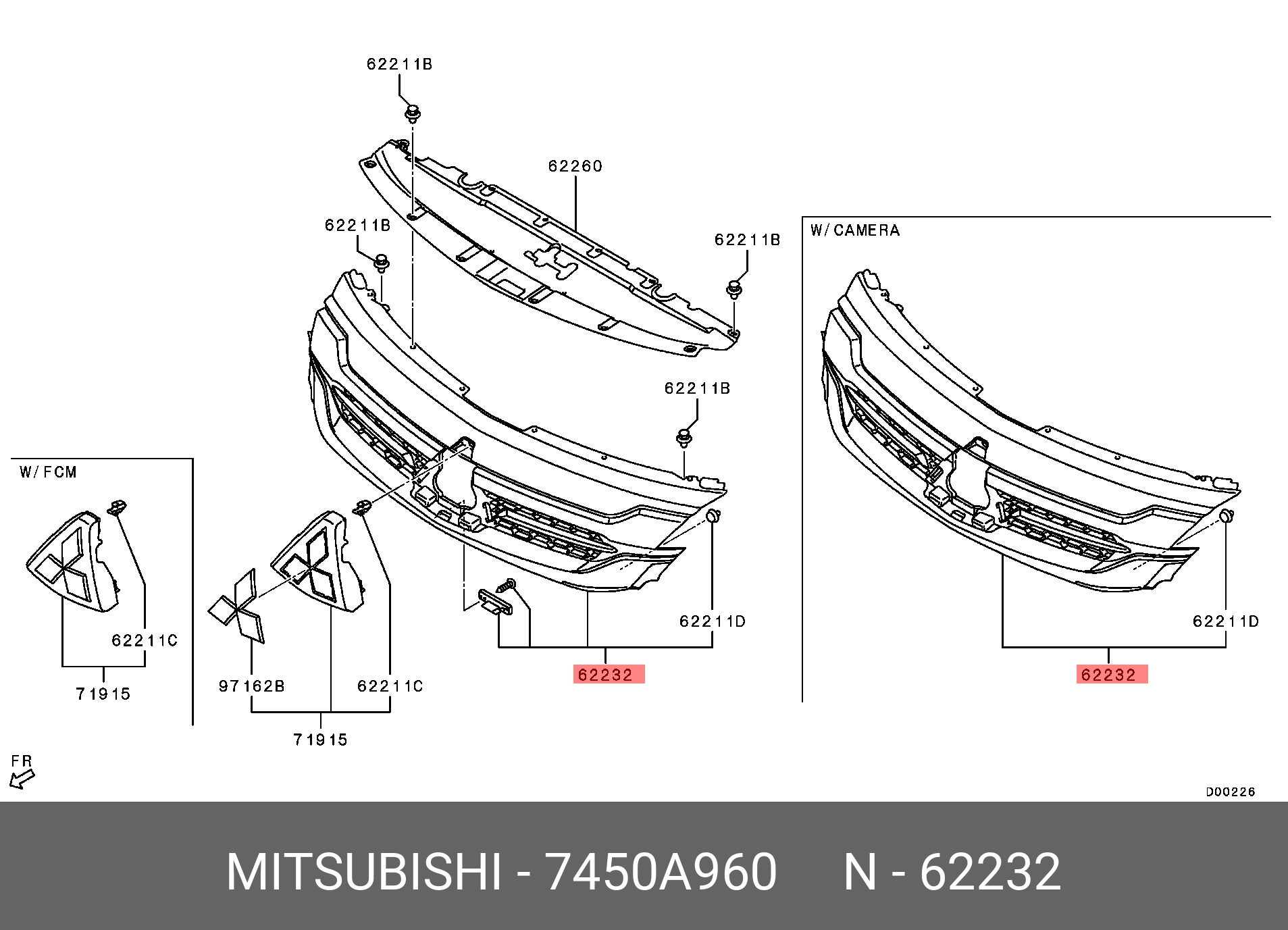 Mitsubishi MONTERO SPORT 16-19 GRILLE ASSLY - 7450A960 | Spare Parts ...