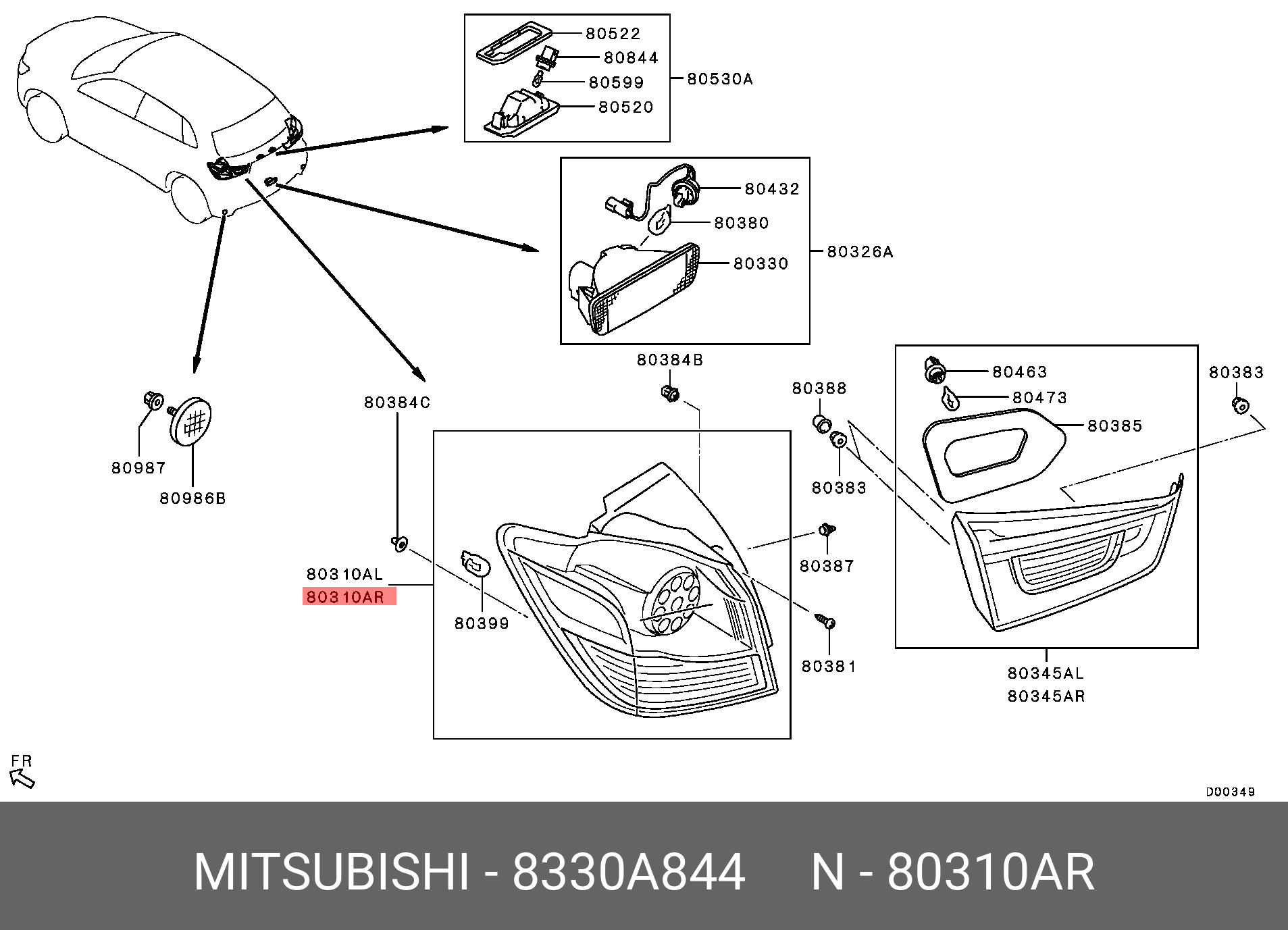 Mitsubishi ASX 10-19 TAIL LAMP RH TYC [3] - 8330A844 | Spare Parts Shop ...