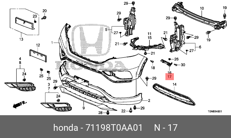 Honda CRV 12-16 BUMPER BRACKET FRONT LH [2] - 71198-T0A-A01 | Spare ...