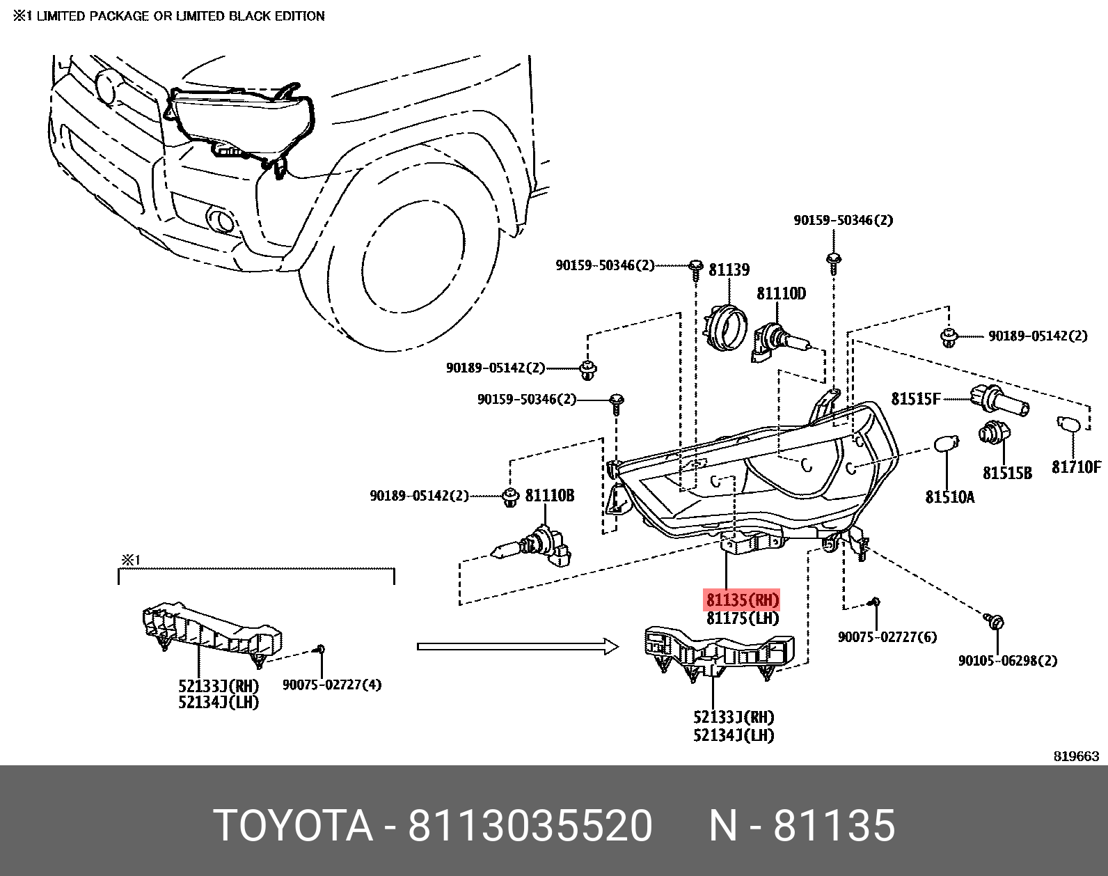 Toyota 4 RUNNER 10-13 HEAD LAMP W/COVER CHRM RH - 81130-35520 | Spare ...