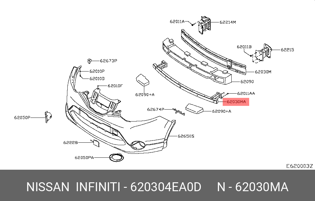 Nissan QASHQAI 15-17 BUMPER INFORCEMENT FRONT - 62030-4EA0D | Spare ...