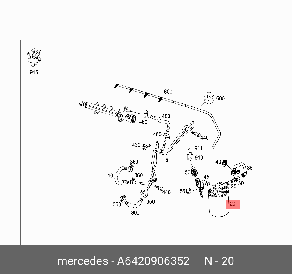 A 642 090 63 52 MERCEDES BENZ FUEL INLINE FILTER-M(W164)