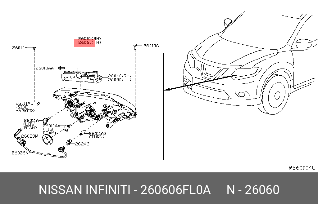 Nissan X-TRAIL 18-20 HEAD LAMP USA LH - 26060-6FL0A | Spare Parts Shop ...