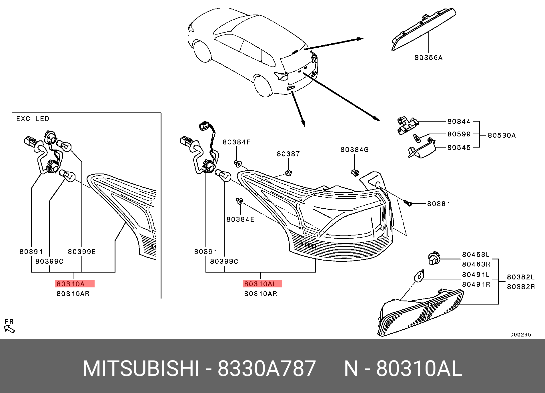 Mitsubishi OUTLANDER 13-15 TAIL LAMP LH WHITE - 8330A787 | Spare Parts ...