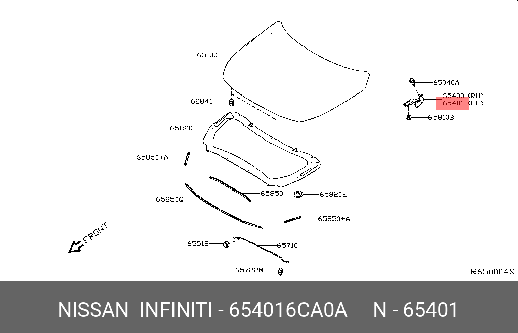 Nissan ALTIMA 19-20 HOOD HINGES LH - 65401-6CA0A | Spare Parts Shop ...
