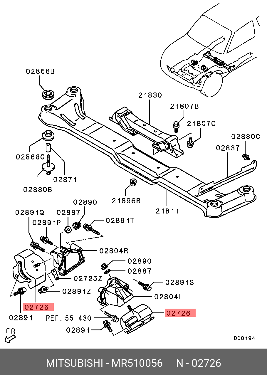 MR510056 MITSUBISHI Подушка крепления поперечной балки двиг. | Купить ...
