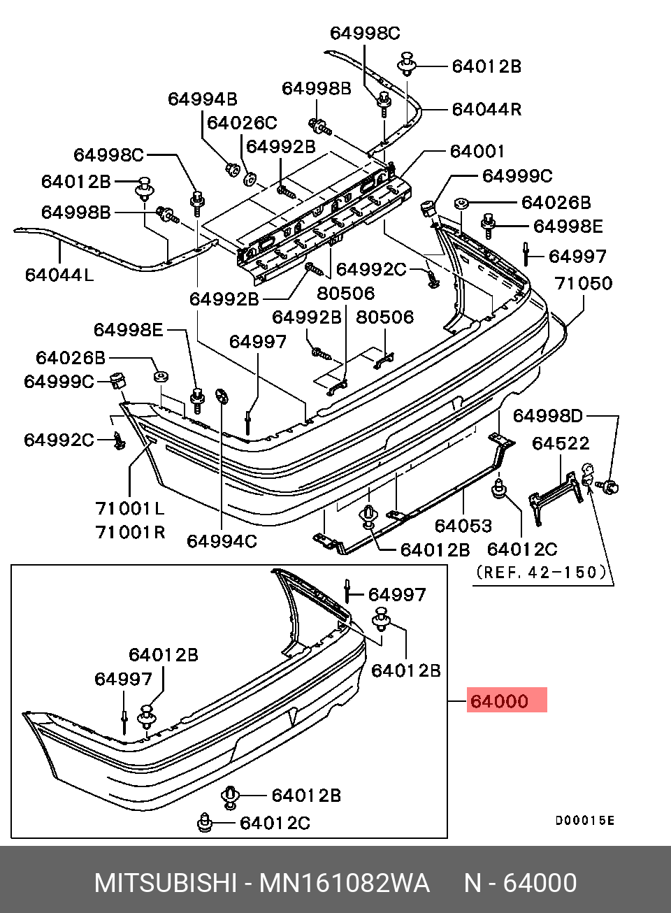 Mitsubishi LANCER 04-14 BUMPER REAR TWN [2] - MN161082WA | Spare Parts ...