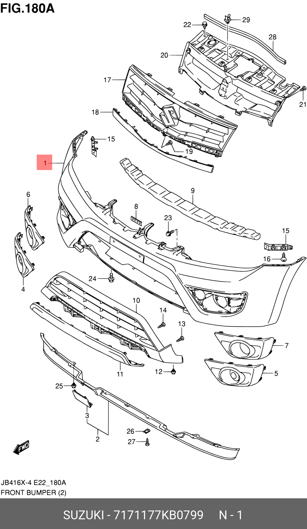 Suzuki G VITARA 15-20 BUMPER FRONT [2] - 71711-77KB0-799 | Spare Parts ...