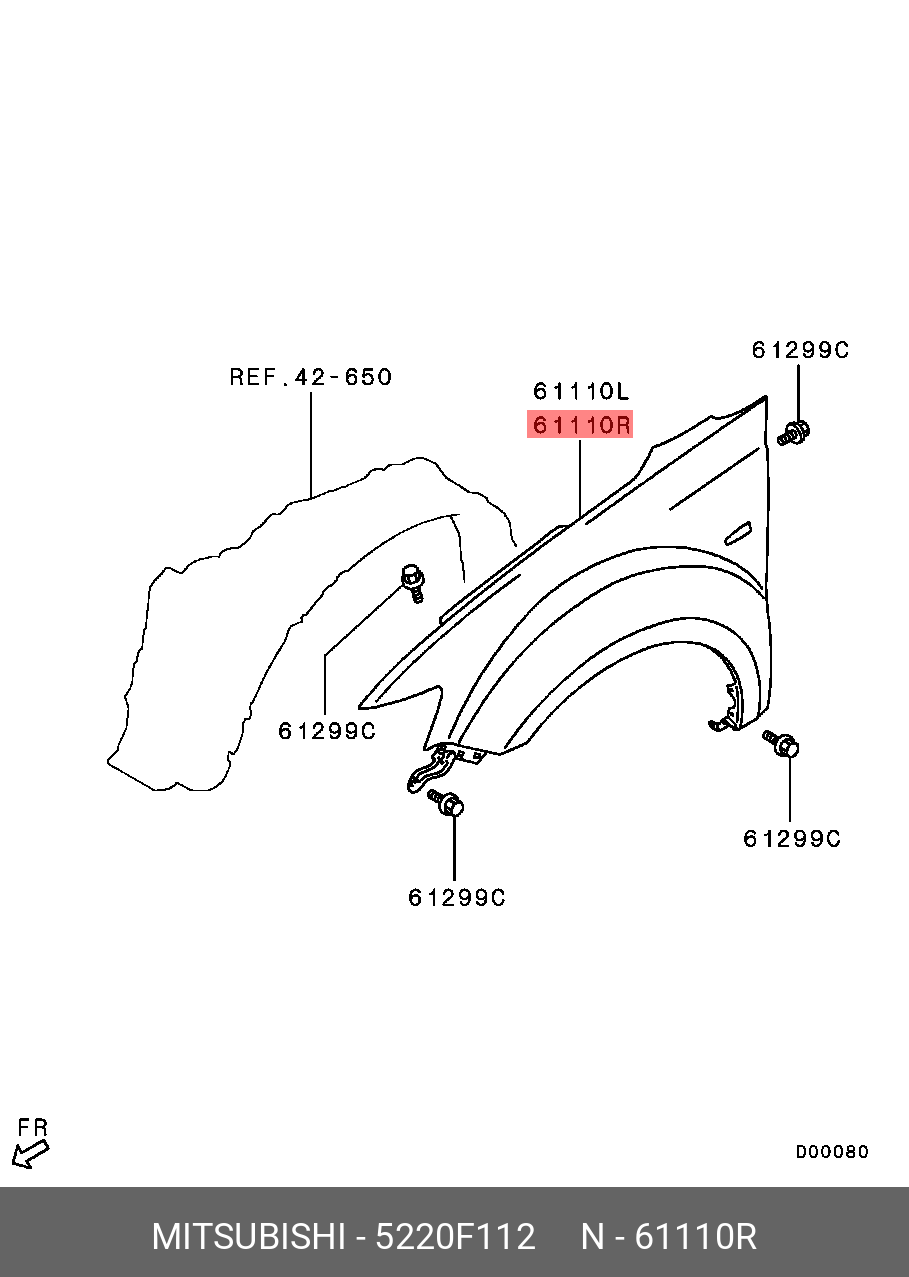 Mitsubishi OUTLANDER 10-12 FENDER RH - 5220F112 | Spare Parts Shop ...