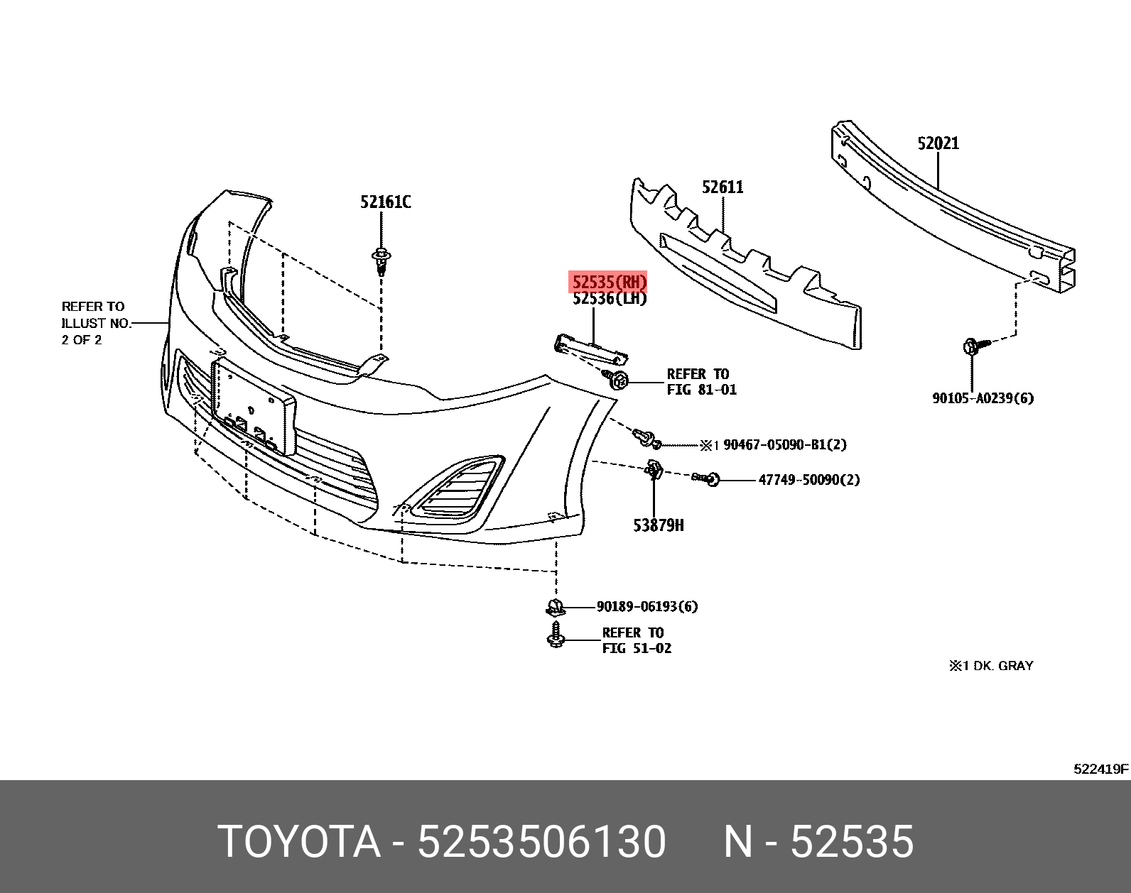 Toyota CAMRY 12-14 BUMPER BRACKET FRONT RH [2] - 52535-06130 | Spare ...
