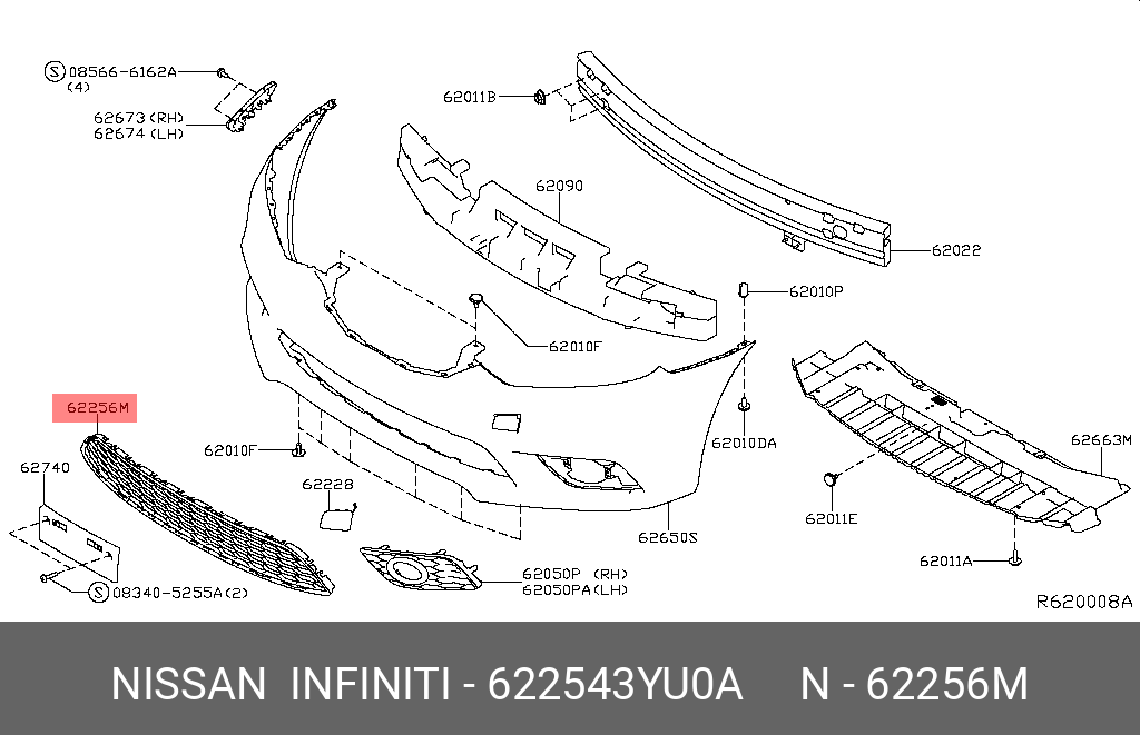 Nissan SENTRA 16-19 BUMPER GRILLE USA - 62254-3YU0A | Spare Parts Shop ...