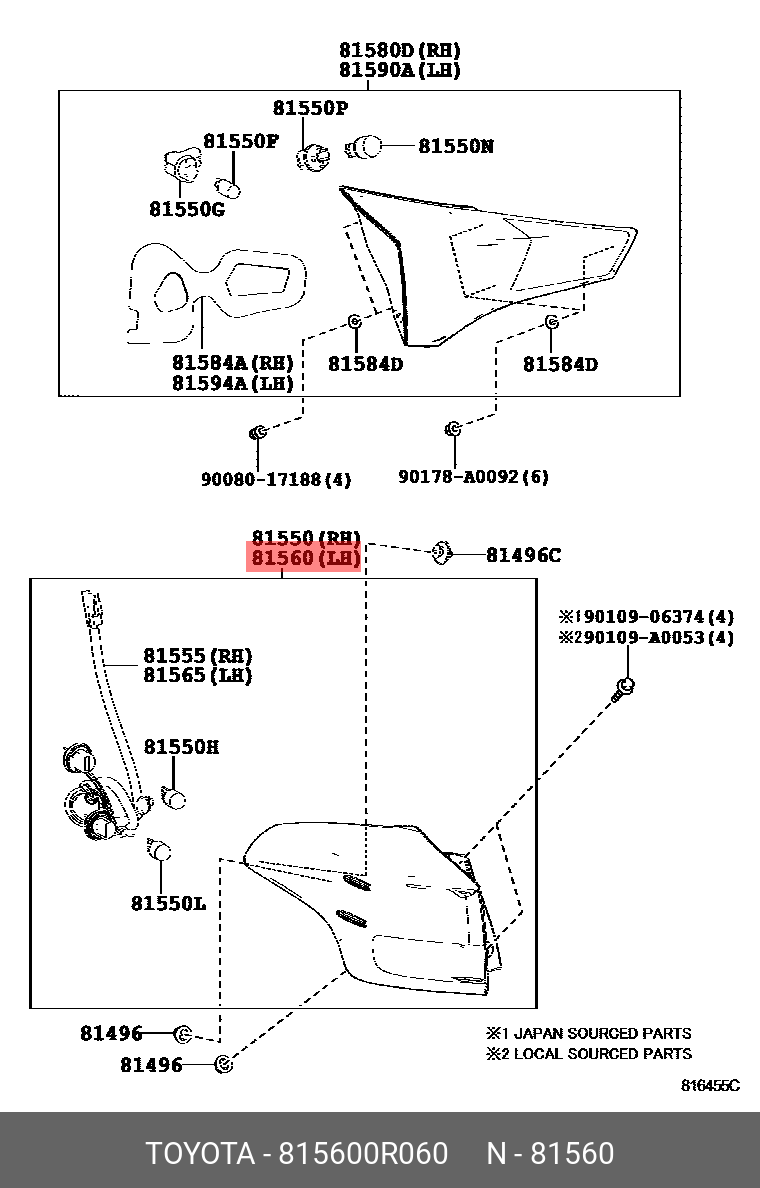 Toyota RAV4 16-19 TAIL LAMP USA LH - 81560-0R060 | Spare Parts Shop ...
