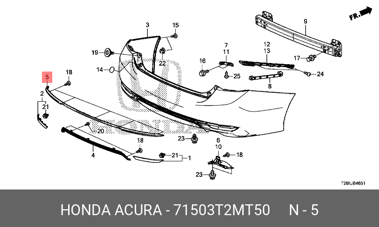 Honda BUMPER MOULDING REAR CHROME - 71503T2MT50 | Spare Parts Shop ...