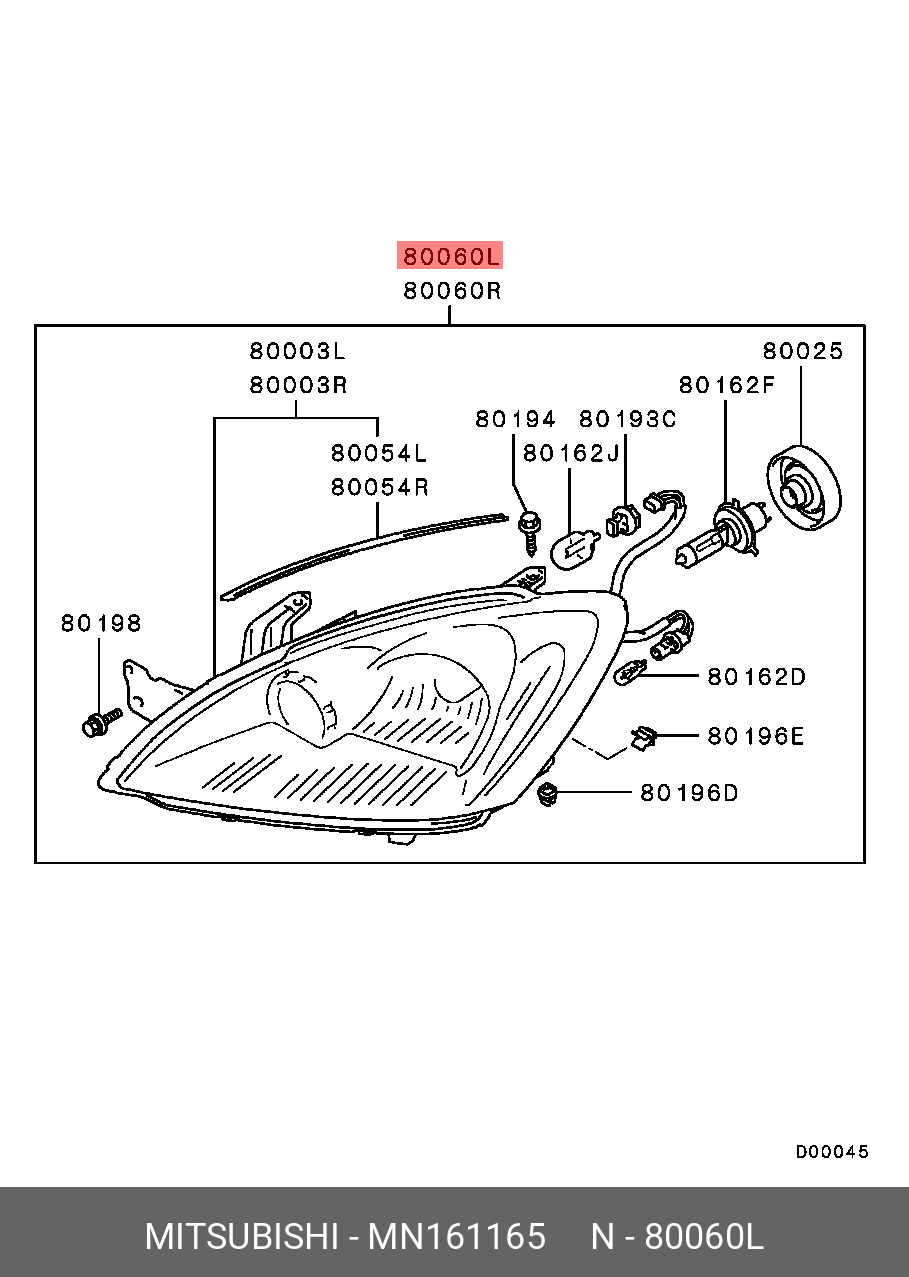 Mitsubishi LANCER 04-14 HEAD LAMP LH UNIT ECE [2] - MN161165 | Spare ...