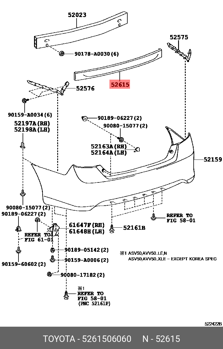 Toyota CAMRY 12-14 BUMPER ABSORBER REAR - 52615-06060 | Spare Parts ...