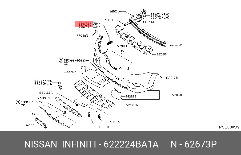 Nissan X-TRAIL 18-20 BUMPER BRACKET FRONT CN RH - 62222-4BA1A | Spare ...