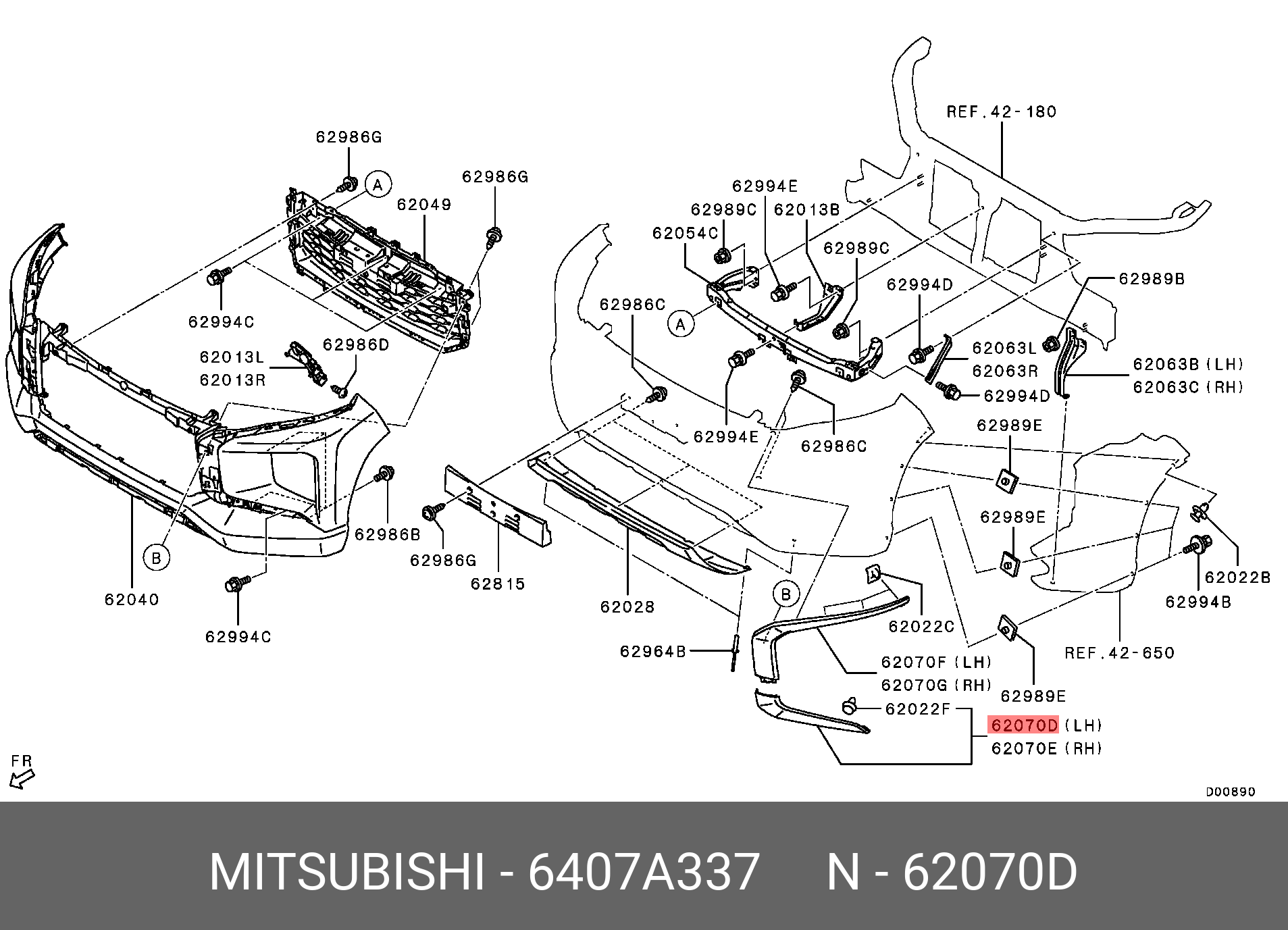 Mitsubishi L200 19-20 BUMPER MOULDING UPPER BLACK LH - 6407A337 | Spare ...