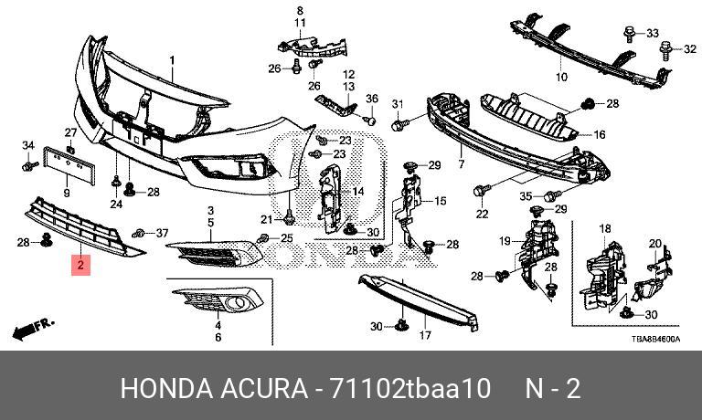 Honda CIVIC 16-19 BUMPER GRILLE - 71102-TBA-A10 | Spare Parts Shop - Allparts.ae